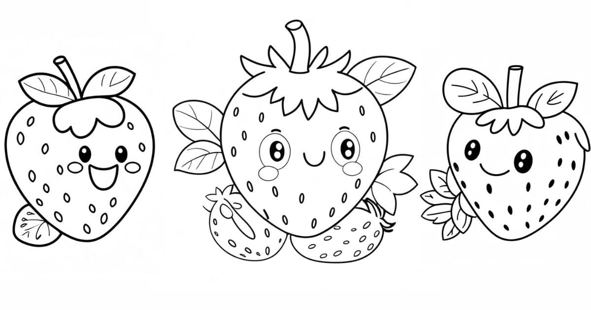 Sabor na Arte: Desenho de Morango para Colorir