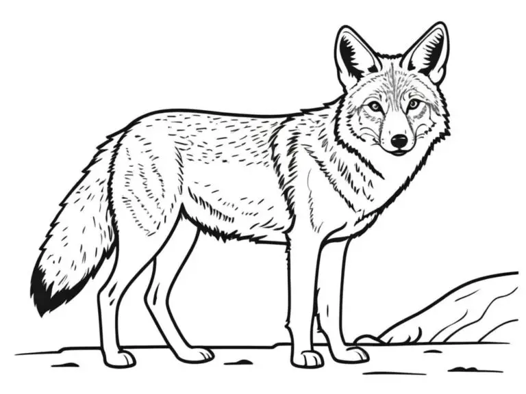 Astúcia em Cores: Desenho de Coiote para Imprimir e Colorir