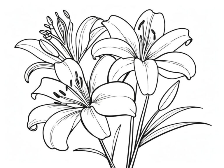 Arte Floral: Desenho de Lírio para Colorir com Estilo