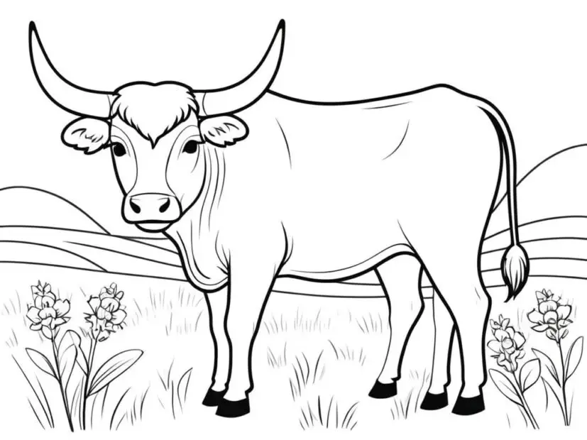 Desenho de Boi para Colorir: Aventuras na Fazenda