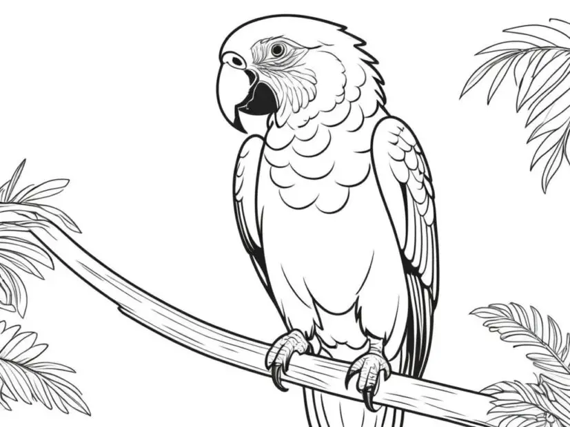 Explosão de Cores e Alegria: Desenho de Papagaio para Colorir Explosão de Cores e Alegria: Desenho de Papagaio para Colorir